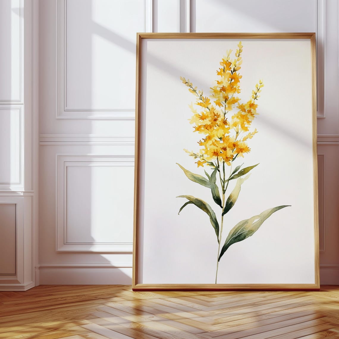 DOPAPRINT Golden Wildflower Watercolor Print Minimalist Yellow ...