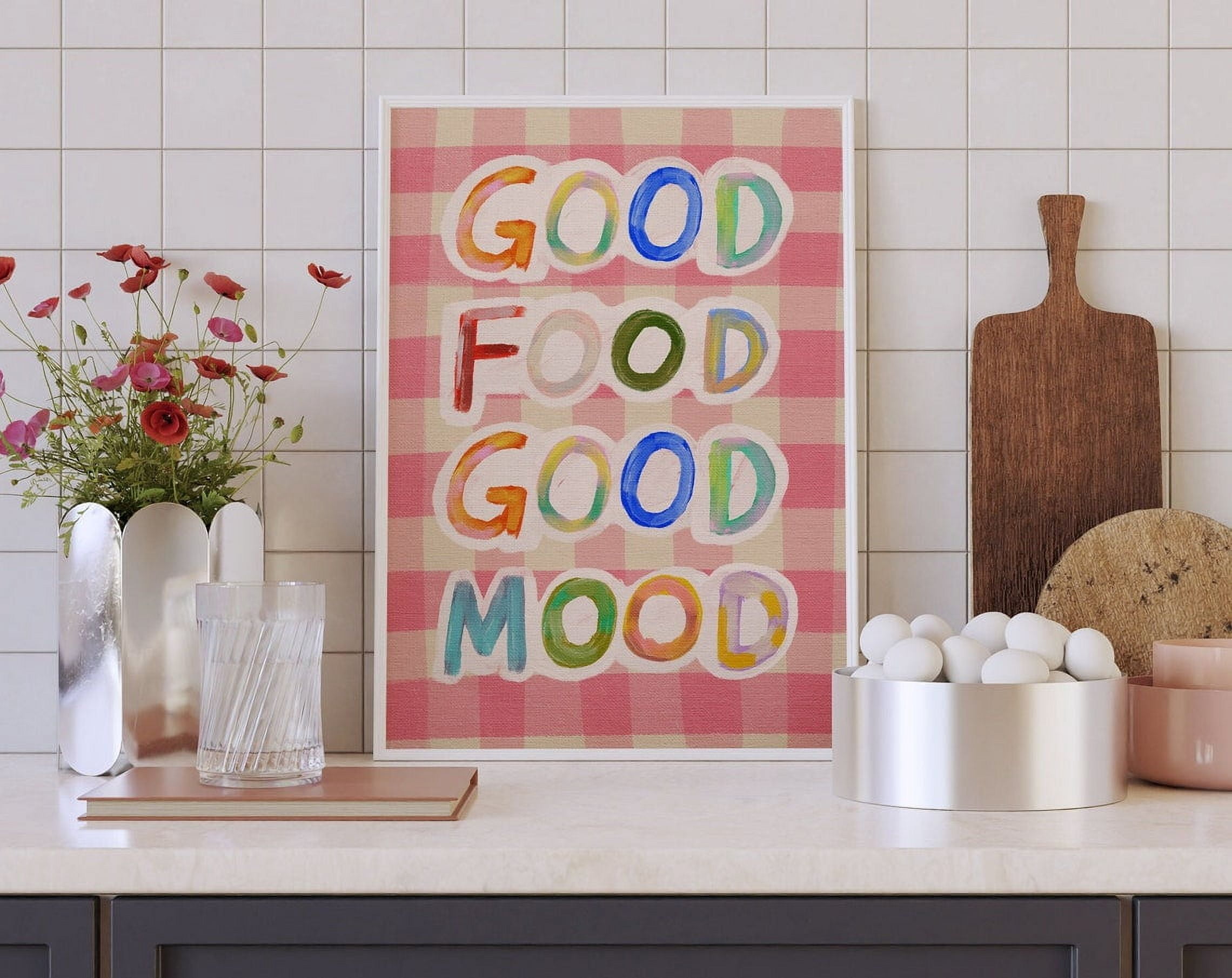DOPAPRINT Good Food Good Mood Poster, Colorful Wall Art Quotes, Kitchen ...