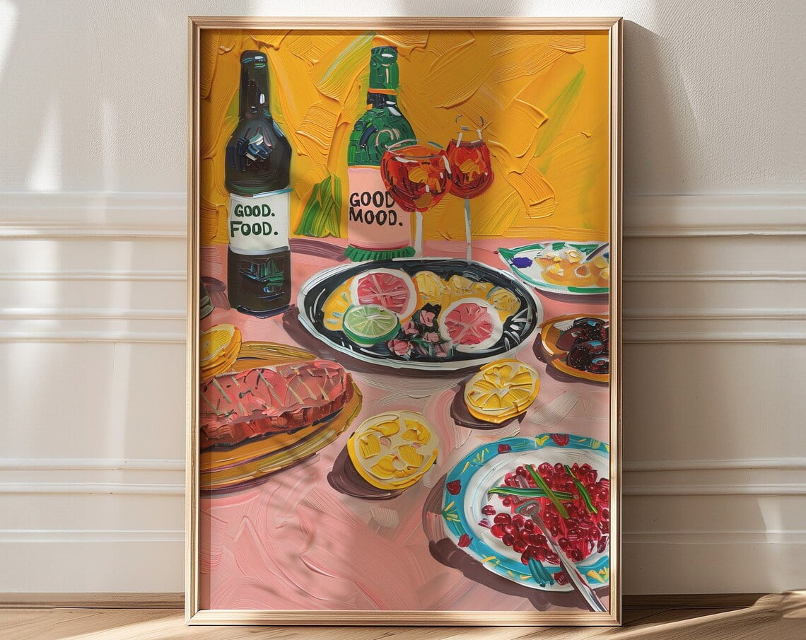 DOPAPRINT Good Food Good Mood Poster, Trendy Kitchen Decor, Dining Room ...
