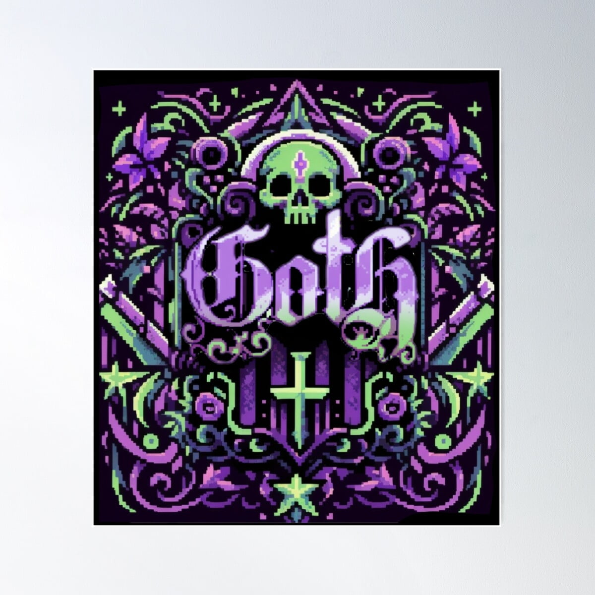 DOPAPRINT Gothic Pixel Art Skull Design Poster Wall Art, Bedroom NO ...