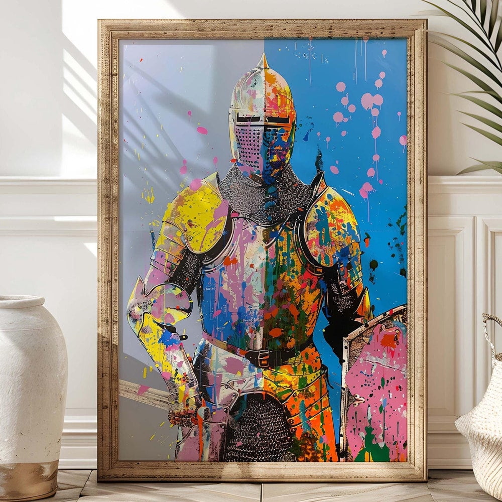 DOPAPRINT Graffiti Knight Wall Art Medieval Armor Poster Colorful ...