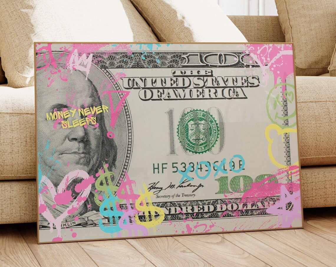 DOPAPRINT Graffiti Wall Art, Trendy Wall Art Money Poster, Preppy Room ...