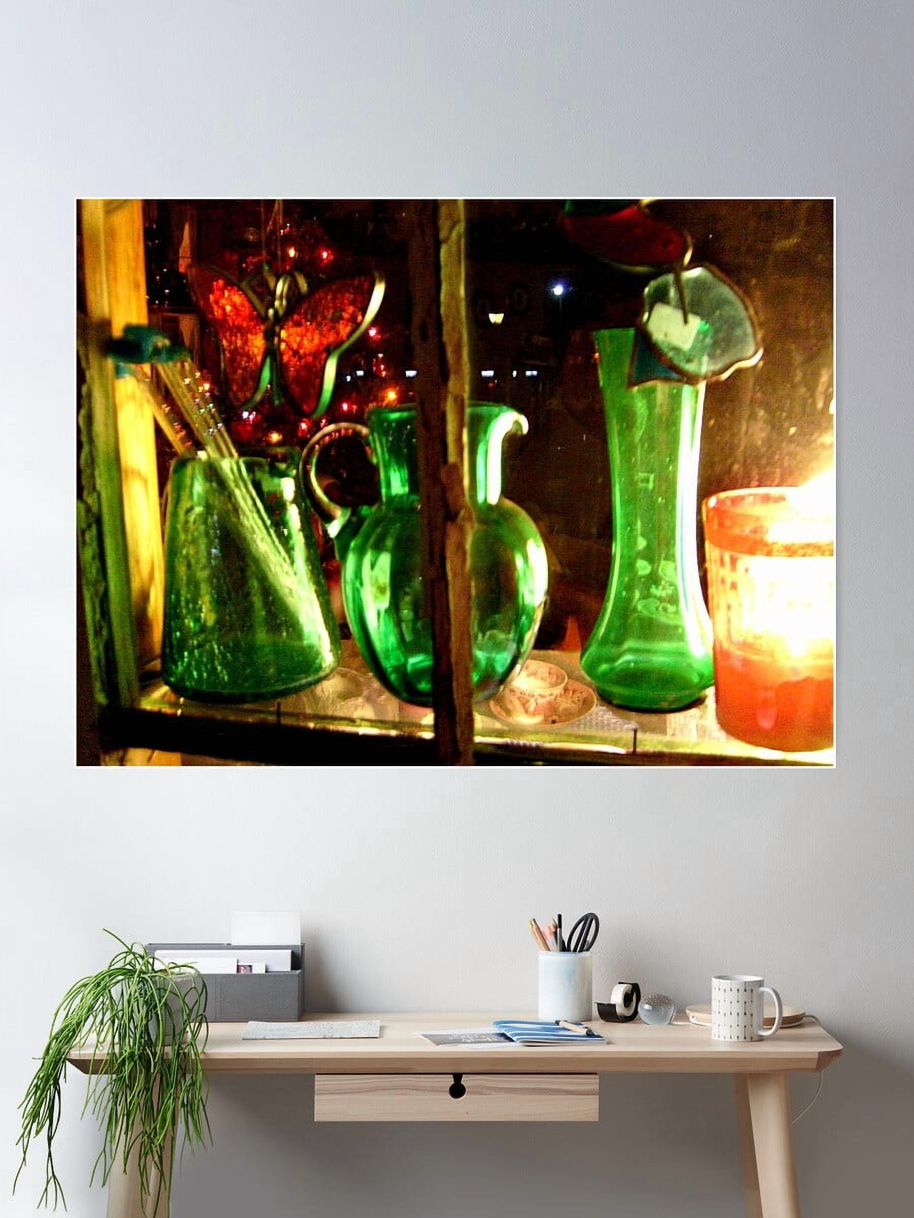 DOPAPRINT Green Colored Glass, Wayside Antique Shop Poster Wall Art ...