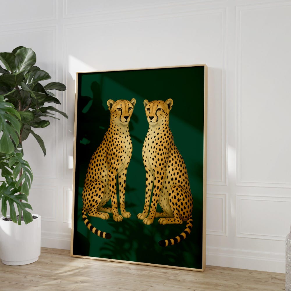 DOPAPRINT Green Leo.Pard Art Print Trendy Cheetah Print Glam Jaguar ...