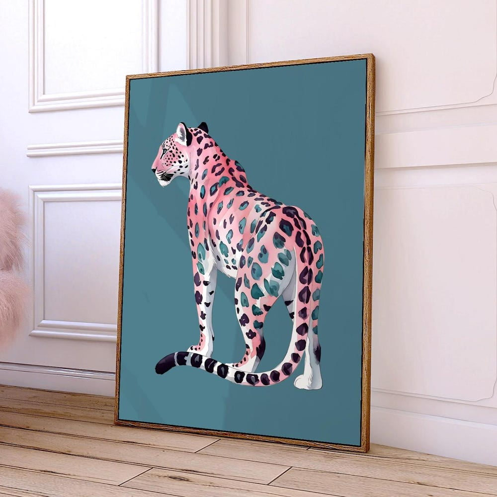 DOPAPRINT Green Leo.Pard Art Print Trendy Pink Cheetah Print Glam ...