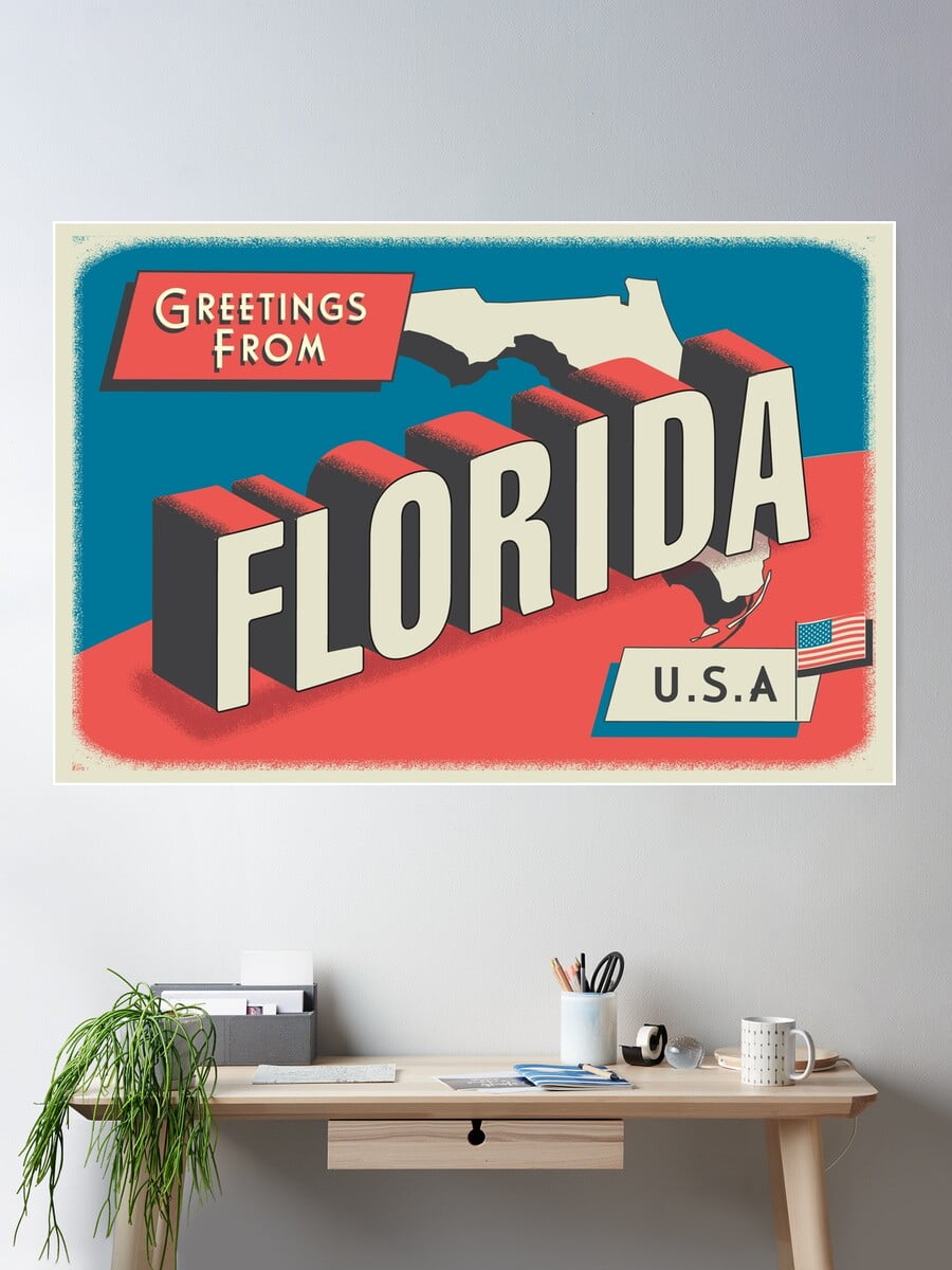DOPAPRINT Greetings From Florida Retro Travel Postcard Design With ...