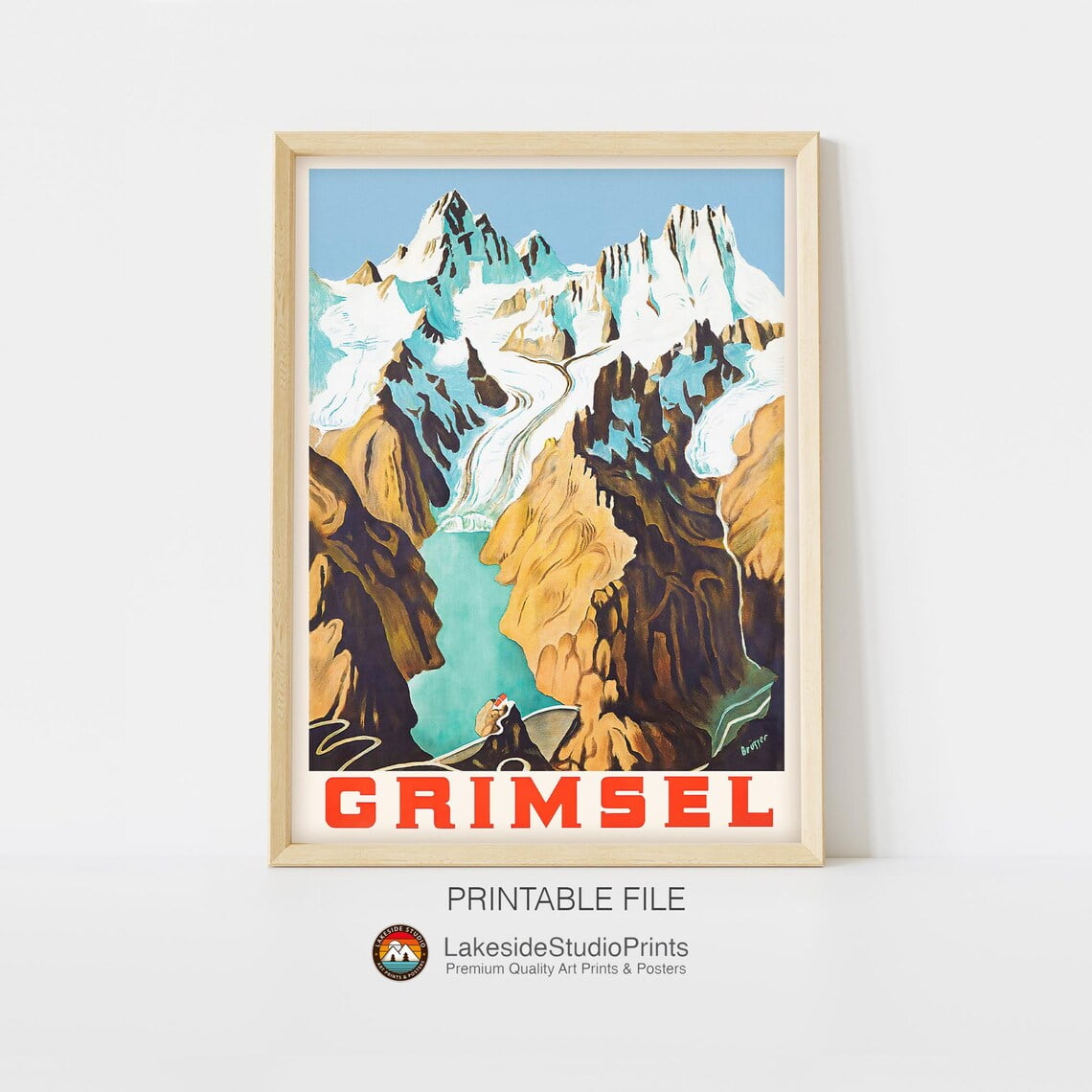 DOPAPRINT Grimsel Switzerland Vintage Travel Poster Instant Jpg File Printable Digital Art Decor ...
