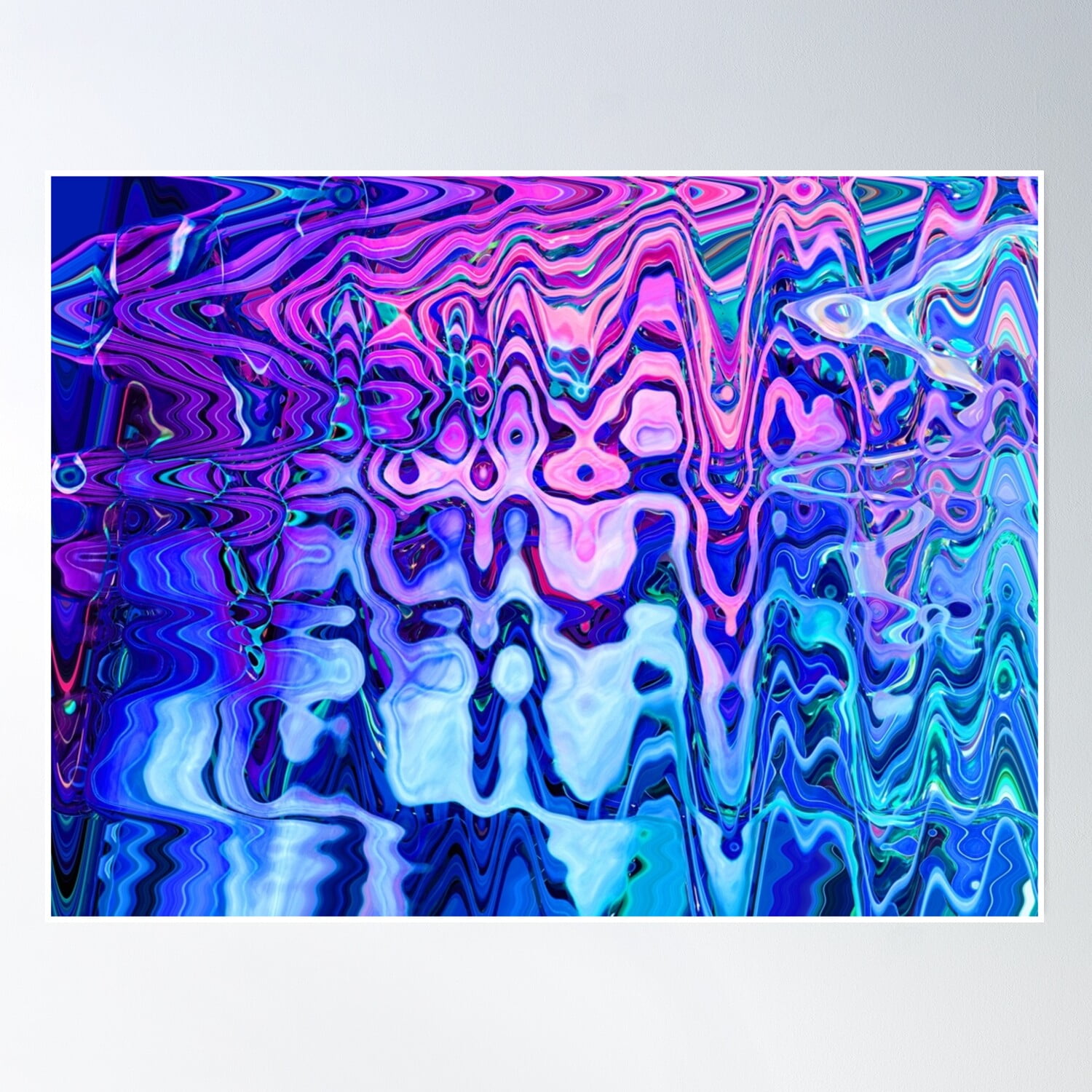 DOPAPRINT Groovy Hippie Style Abstract Wavy Lines In Violet And Blue ...