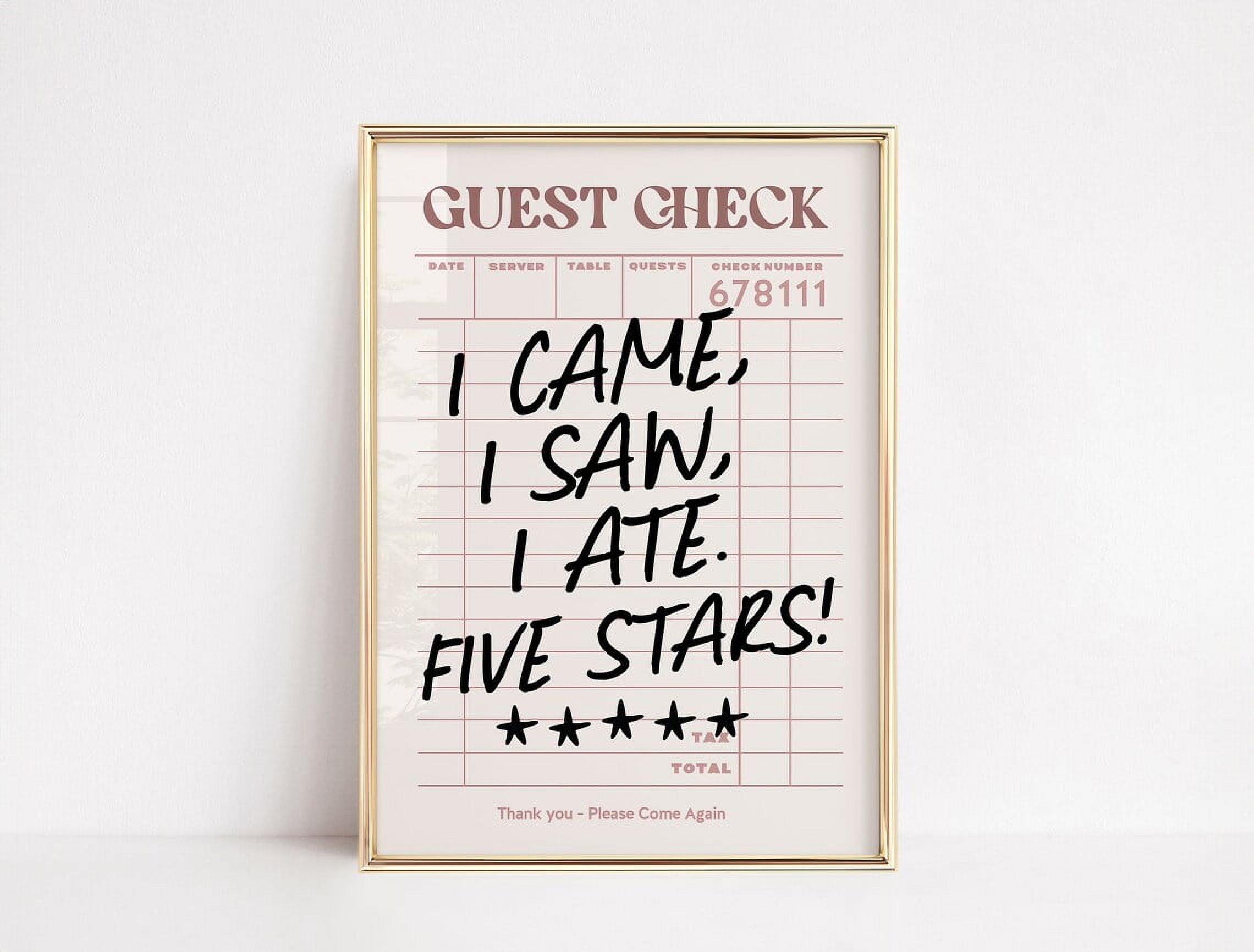 DOPAPRINT Guest Check, Five Stars Review, Typography Poster, Coquette ...