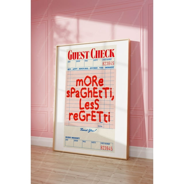 DOPAPRINT Guest Check Poster Funny Quote Wall Art Kitchen Decor, Trendy ...