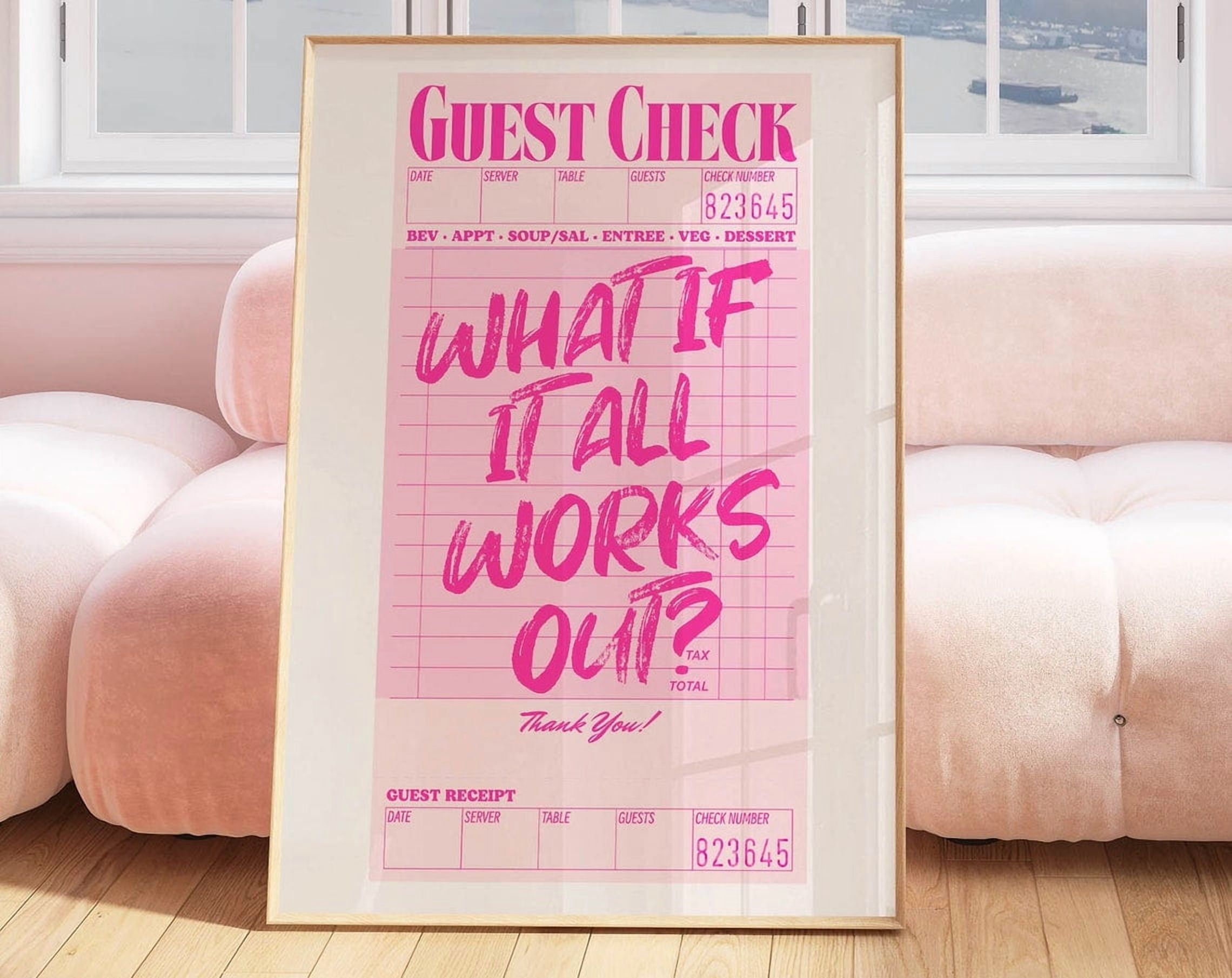 DOPAPRINT Guest Check Print Affirmation Wall Art Preppy Y2K Room Decor Poster, Pink Room Decor ...