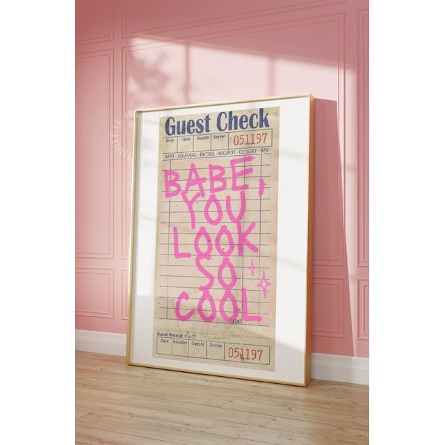 DOPAPRINT Guest Check Print Babe You Look So Cool Guest Check Poster Trendy Wall Art Prints ...