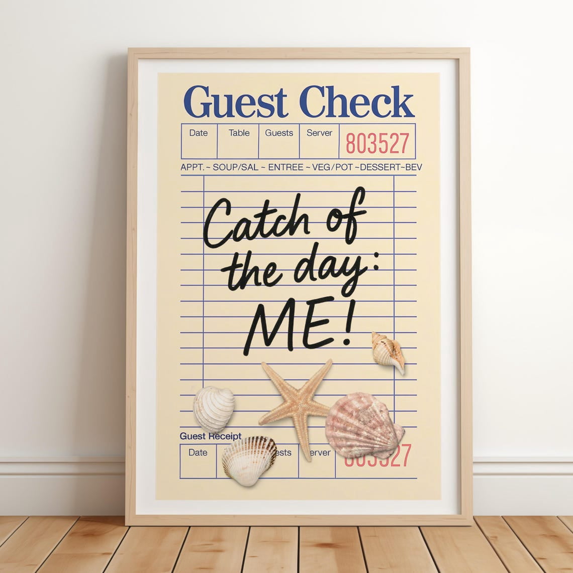 DOPAPRINT Guest Check Print, Catch Of The Day, Guest Check Wall Art ...