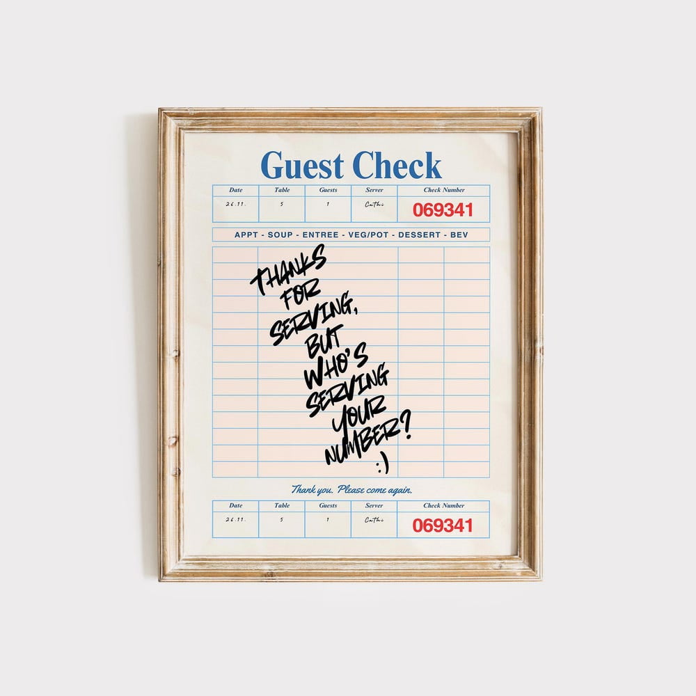 DOPAPRINT Guest Check Print, Guest Check Poster, Kitchen Wall Art ...