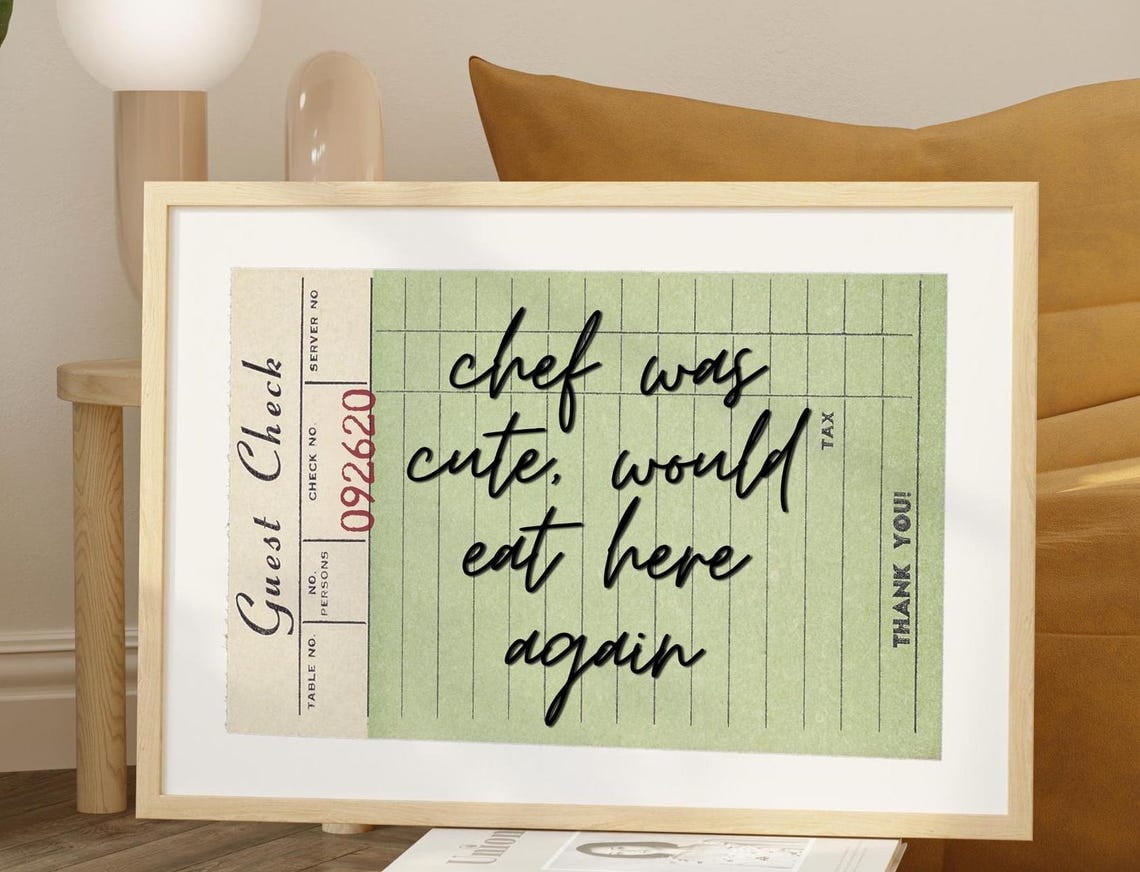 DOPAPRINT Guest Check Print Trendy Wall Art Landscape Chef Was Cute ...