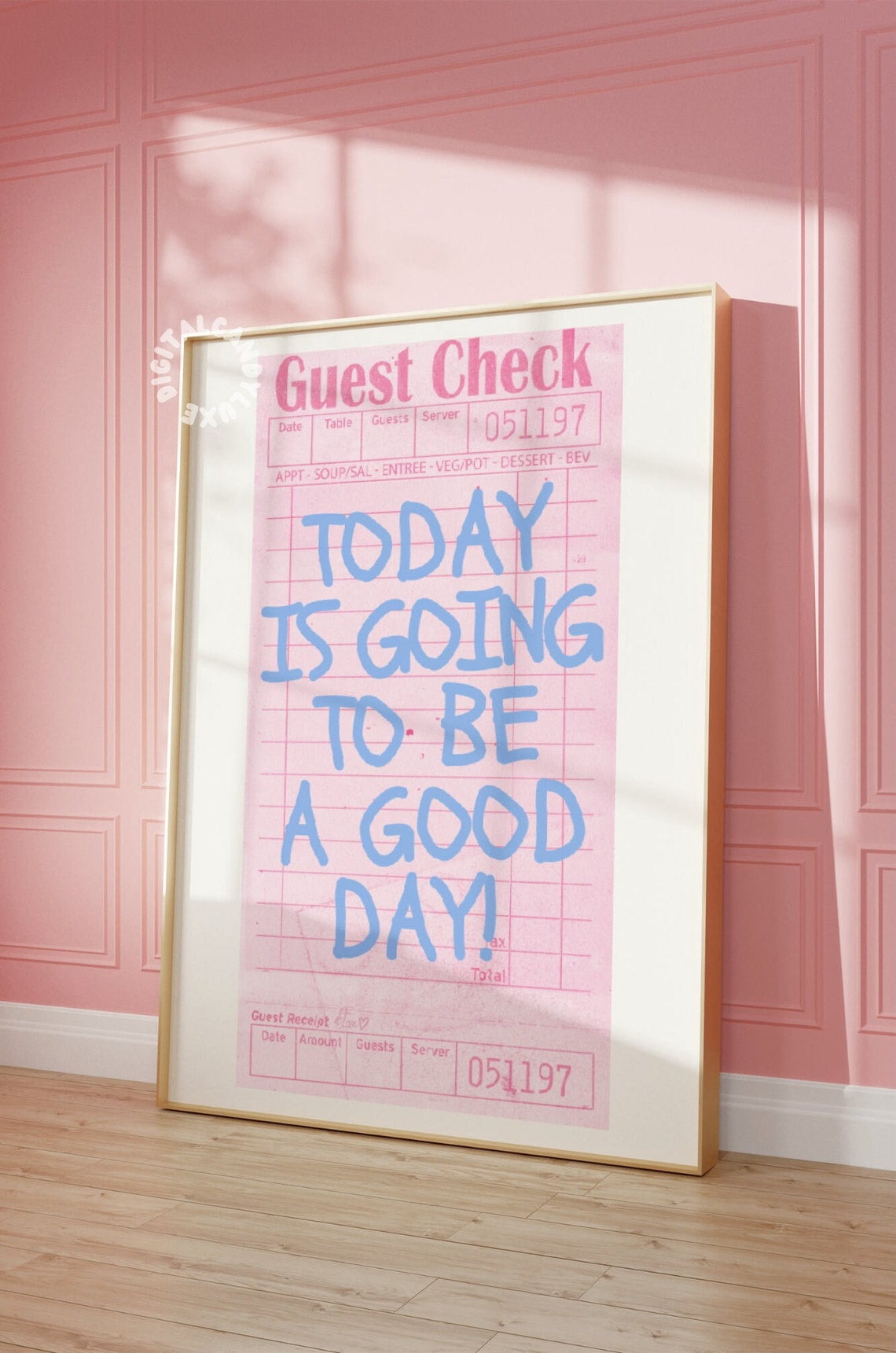 DOPAPRINT Guest Check Print Trendy Wall Art Prints Pink Blue Retro Wall ...