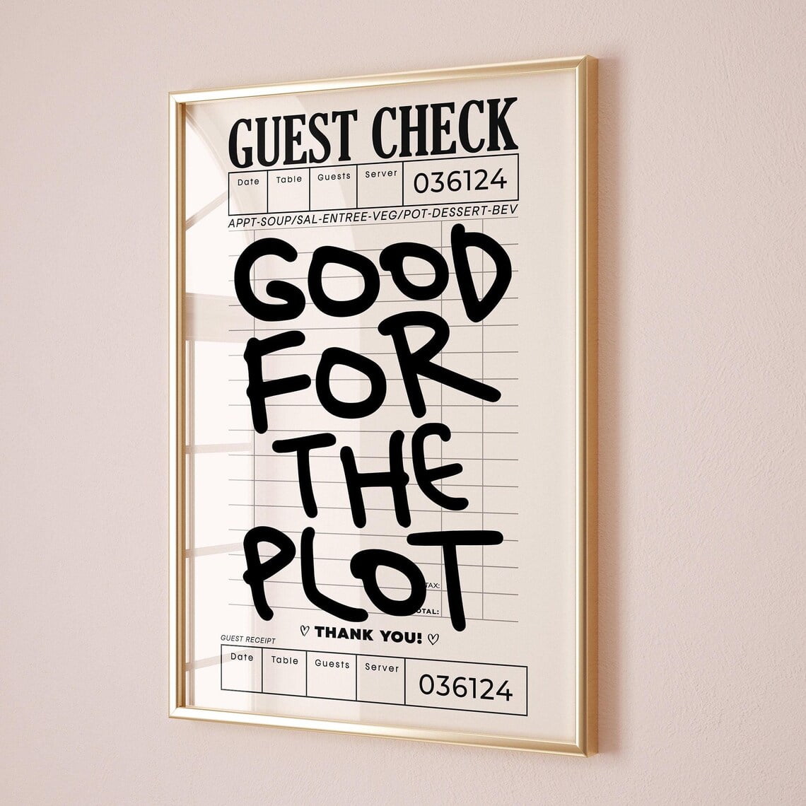 DOPAPRINT Guest Check Prints Trendy Wall Art Neutral Beige Poster Trendy Good For The Plot Print ...