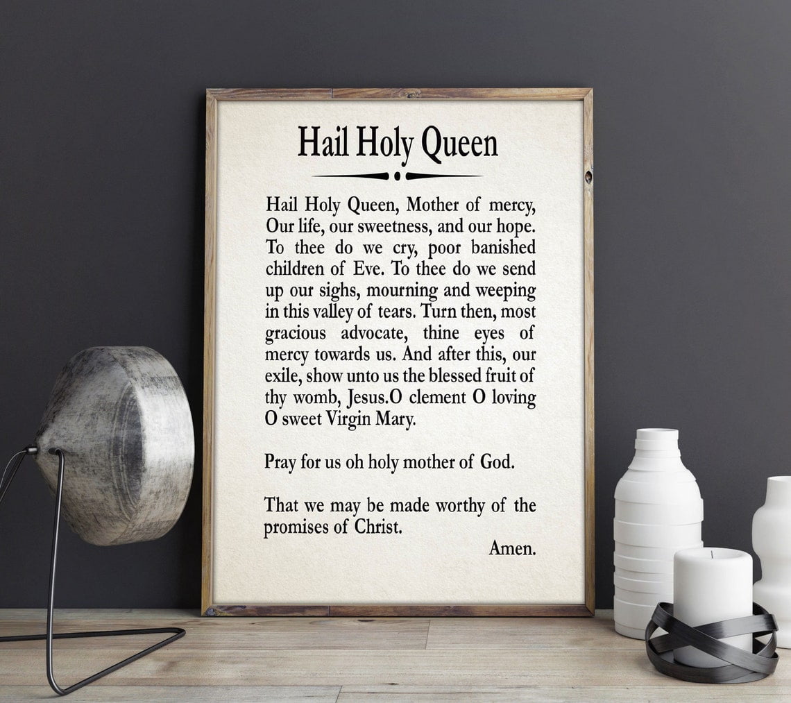 DOPAPRINT Hail Holy Queen Prayer Print Catholic Decor Prayer Gift NO ...