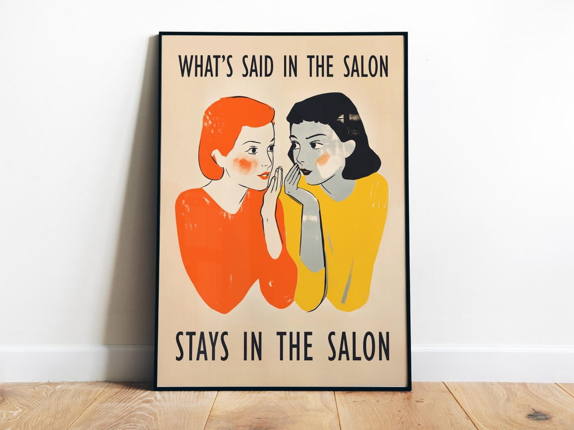 DOPAPRINT Hair Salon Wall Art Trendy Hairdresser Gift Neutral Retro ...