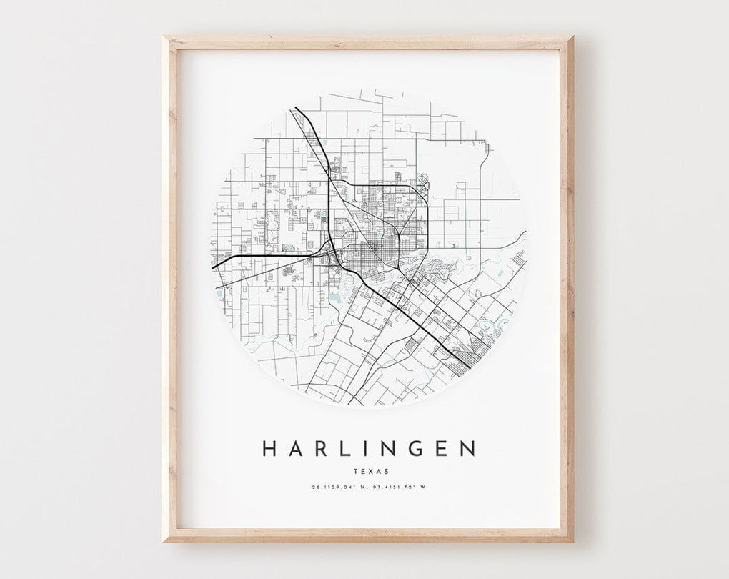 DOPAPRINT Harlingen Map Print, Harlingen Map Poster City Wall Art, Tx ...