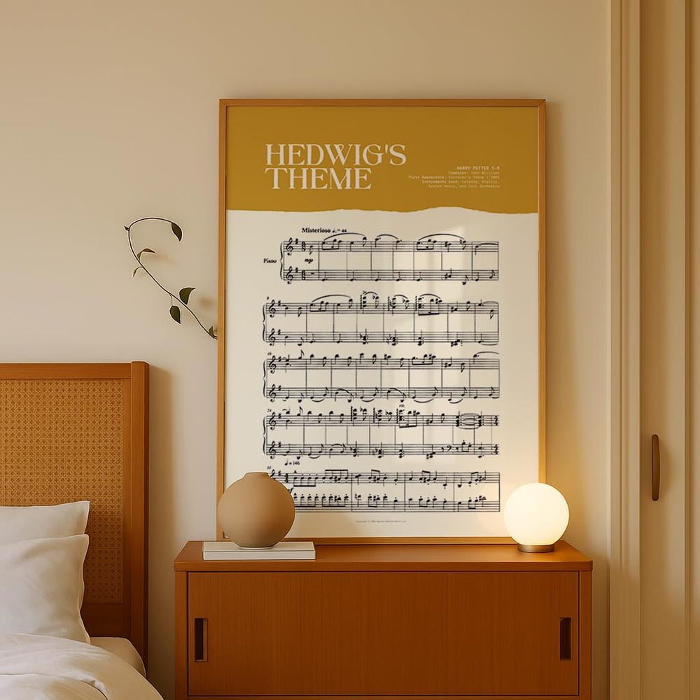 DOPAPRINT Hedwig'S Theme Sheet Music Poster, Harry Potter Wall Art ...