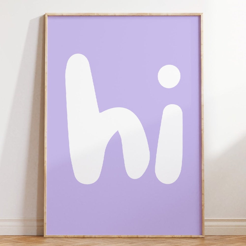 DOPAPRINT Hi Print, Lavender Wall Art, Hello Wall Art, Hi Posters, Wall ...