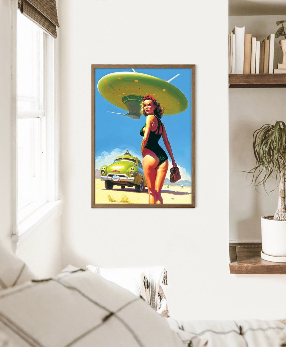 DOPAPRINT Hiking Ufo 2 Art Print Retro Alien Poster, Sci-Fi Collage, Trippy Space Decor ...