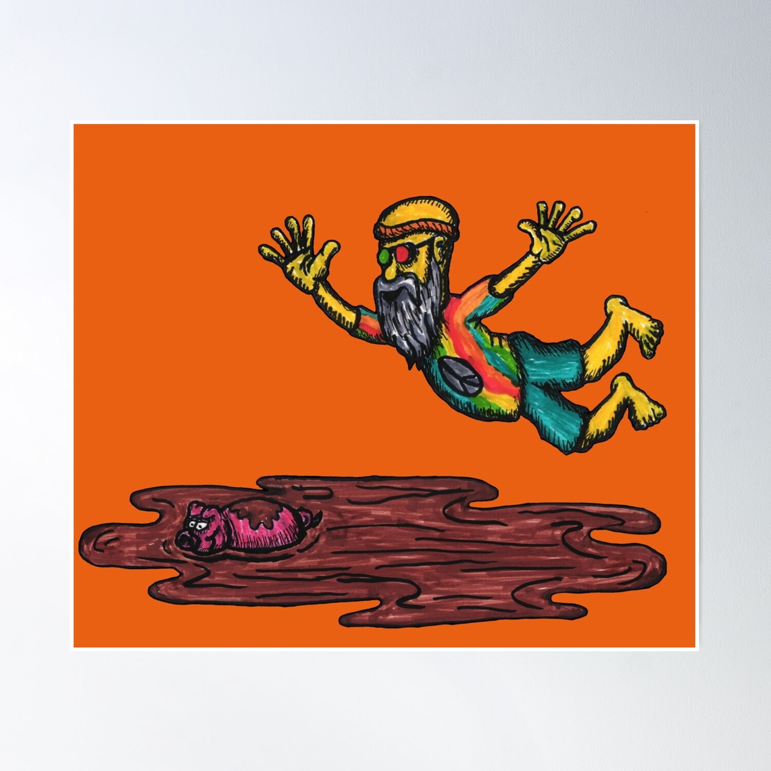 DOPAPRINT Hippie Pig Poster Wall Art, Modern Wall Decor NO FRAMED ...