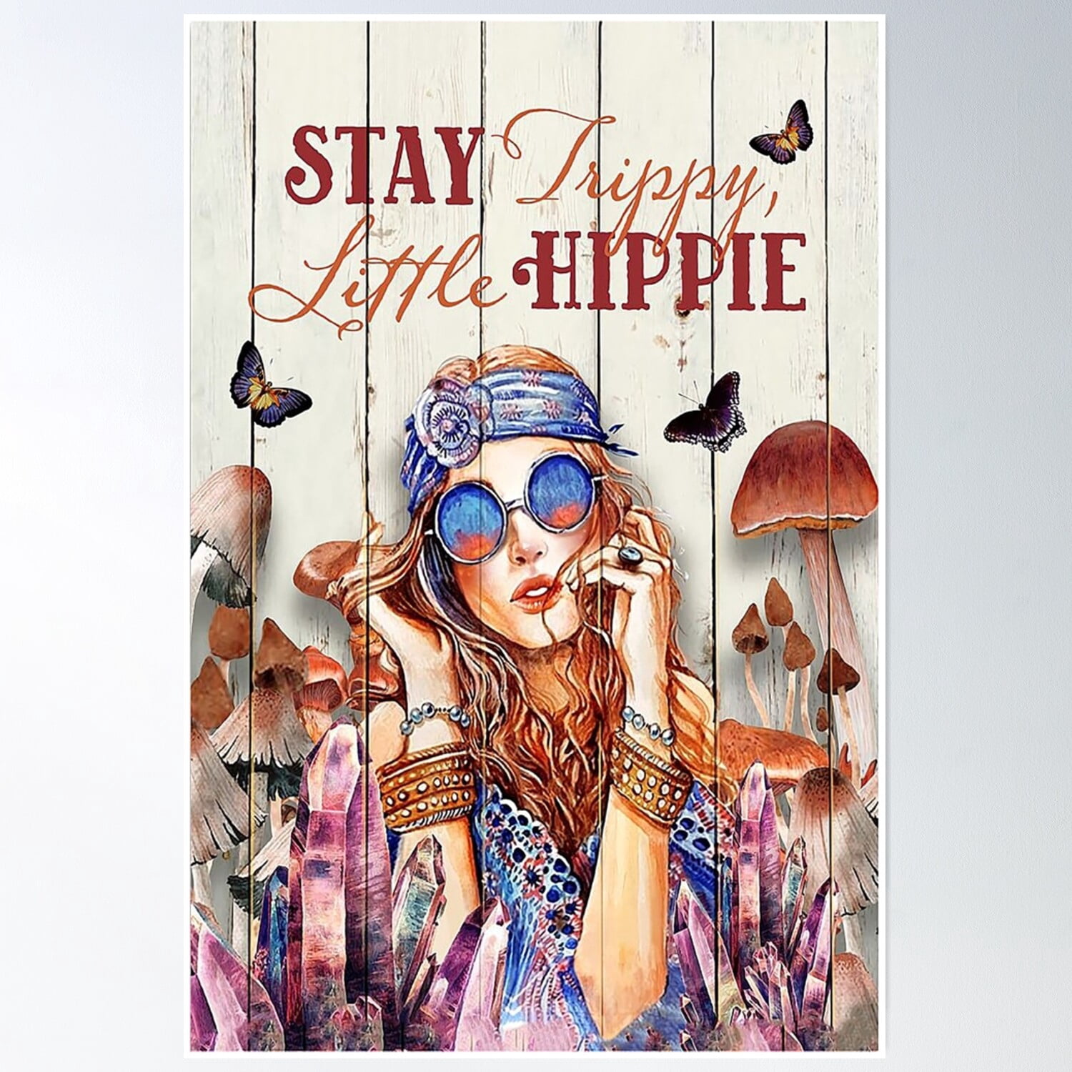 DOPAPRINT Hippie Stay Hippie Little Trippy Poster Wall Art, Modern Wall ...