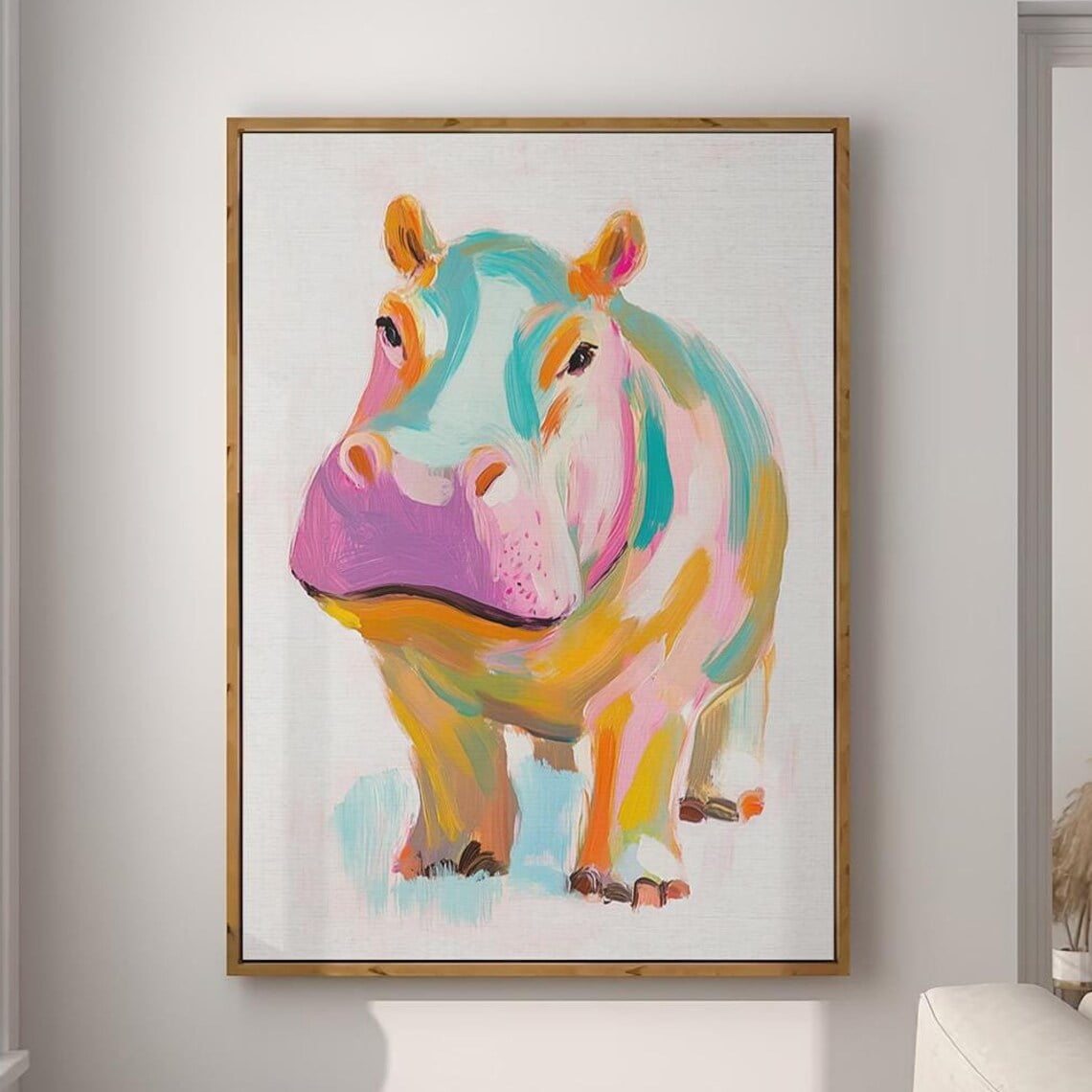 DOPAPRINT Hippopotamus Colorful Maximalist Eclectic Animal Portrait ...