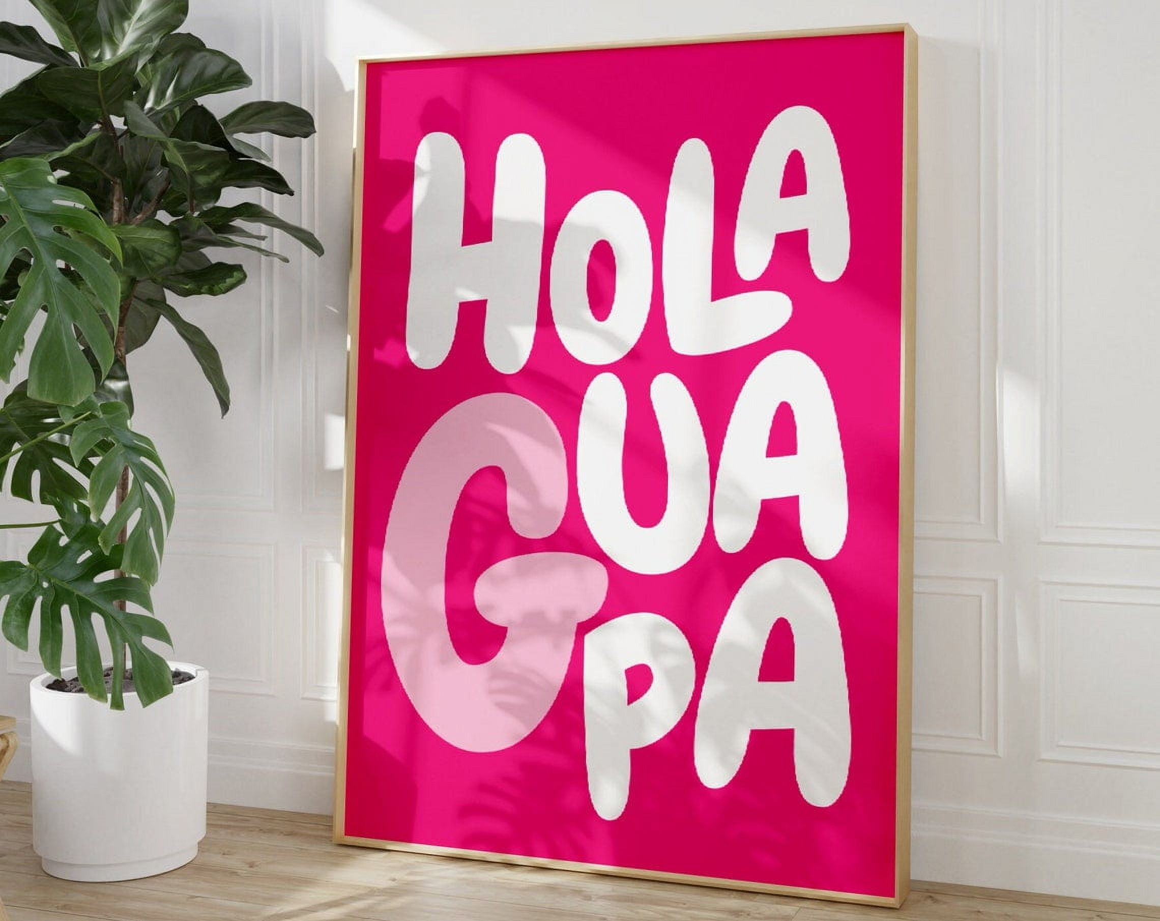 DOPAPRINT Hola Print, Hola Guapa Poster, Quote Wall Art, Pink Wall ...