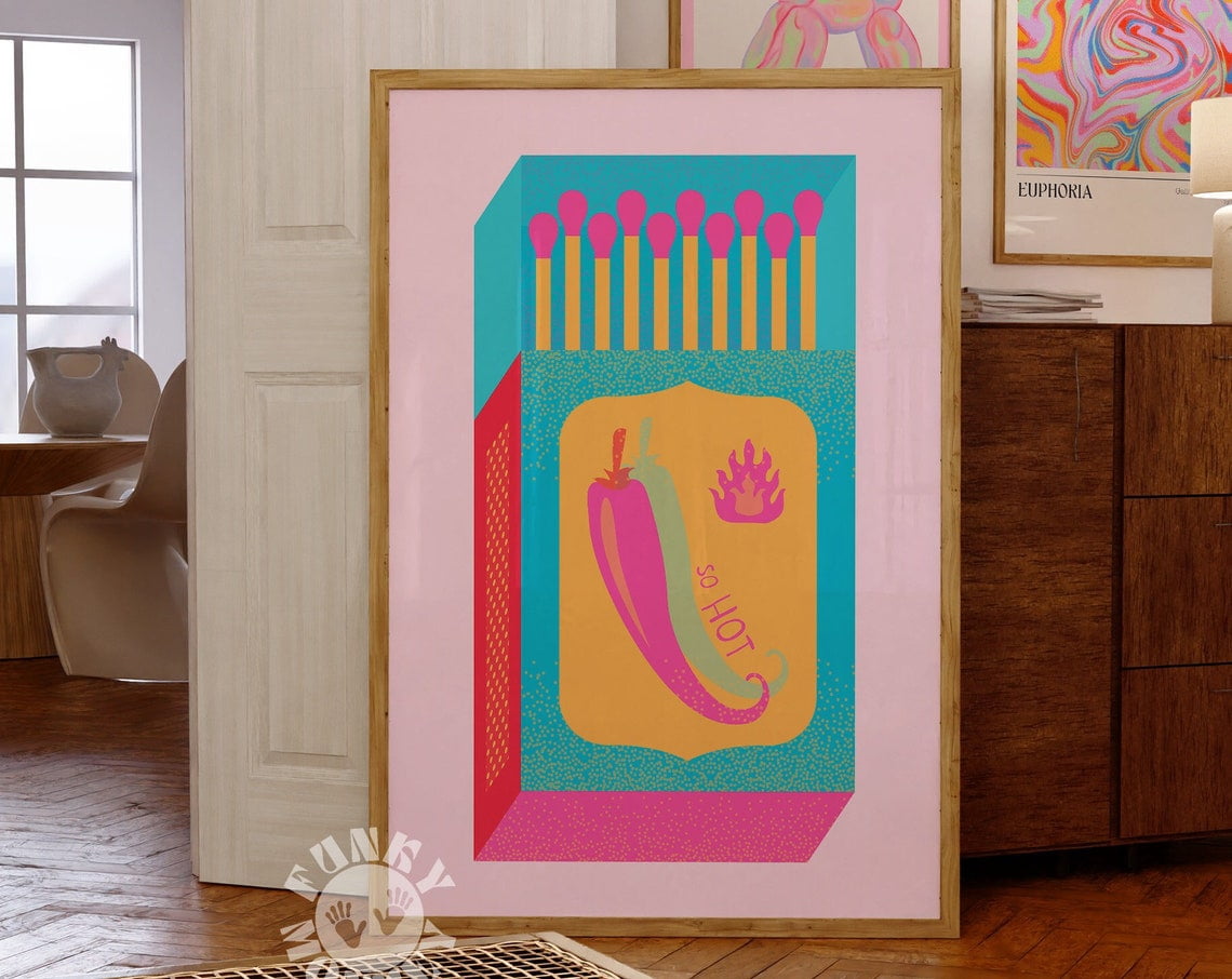 DOPAPRINT So Hot Chilli Pepper Matchbox Print, Dopamine , Funky Wall ...