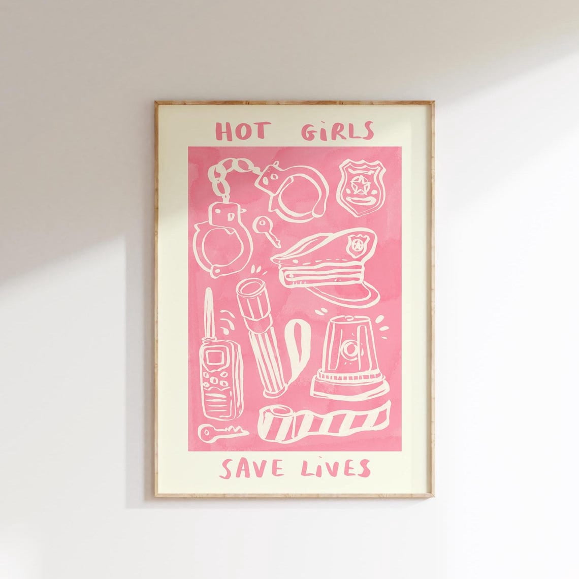 DOPAPRINT Hot Girls Boys Save Lives Wall Print Police Illustration Cops ...