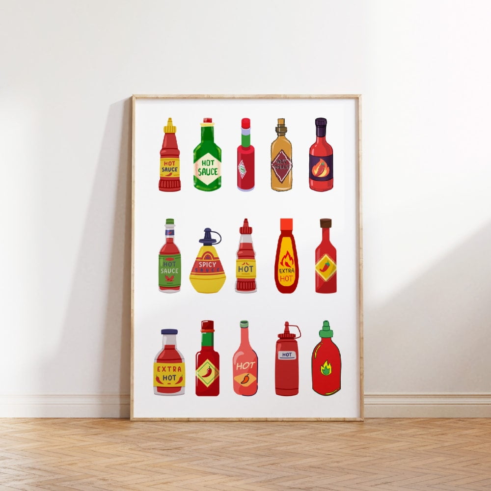 DOPAPRINT Hot Sauce Art,Kitchen Wall Art Print,Digital Food Art Print ...