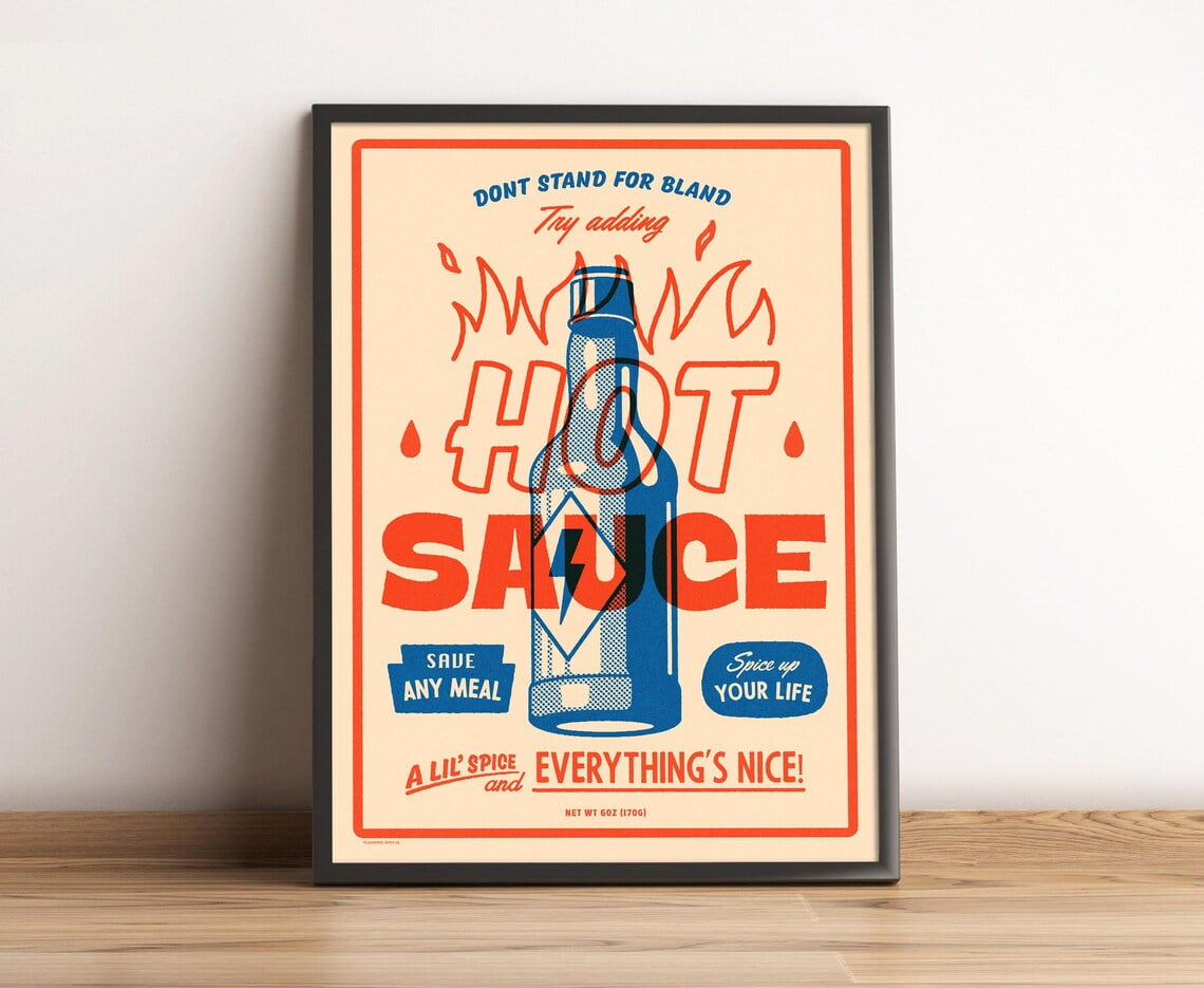 DOPAPRINT Hot Sauce Kitchen Dining Room Art Print Spicy Food Fathers ...