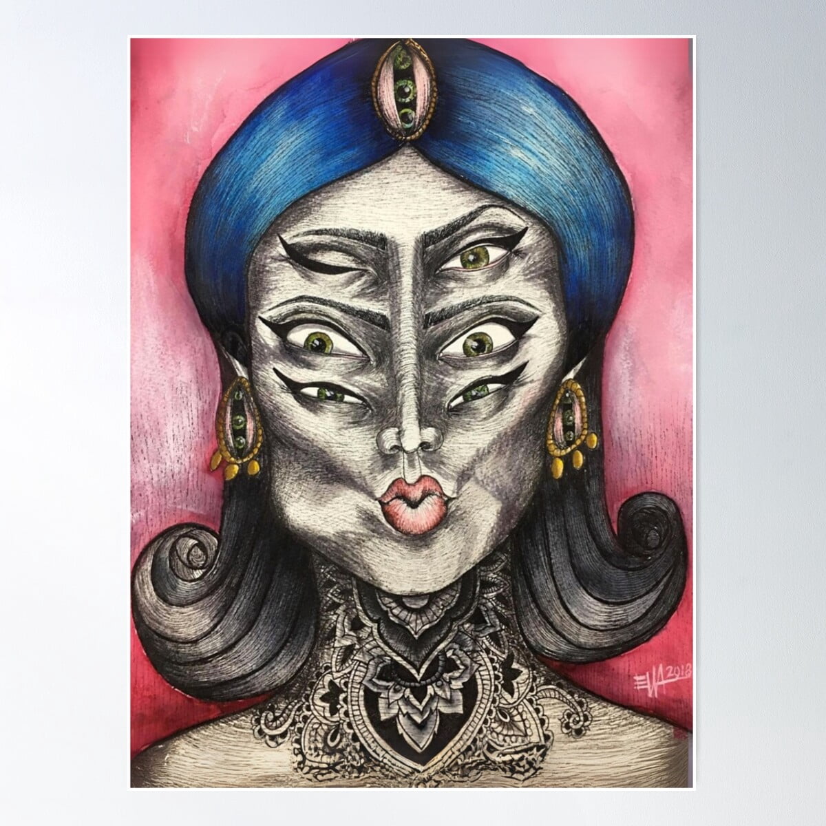 DOPAPRINT Hourglass - Fortune Teller With Multiple Eyes And Neck Tattoo ...
