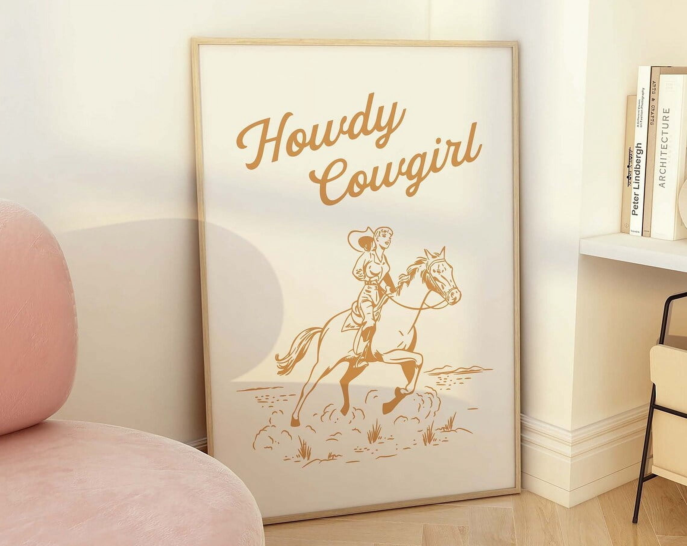 DOPAPRINT Howdy Cowgirl Print, Art, Retro Tan Wall Art, Country Western ...