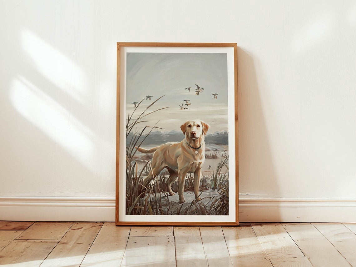 DOPAPRINT Hunting Dog Painting Retro Hunting Print Golden Retriever Art ...