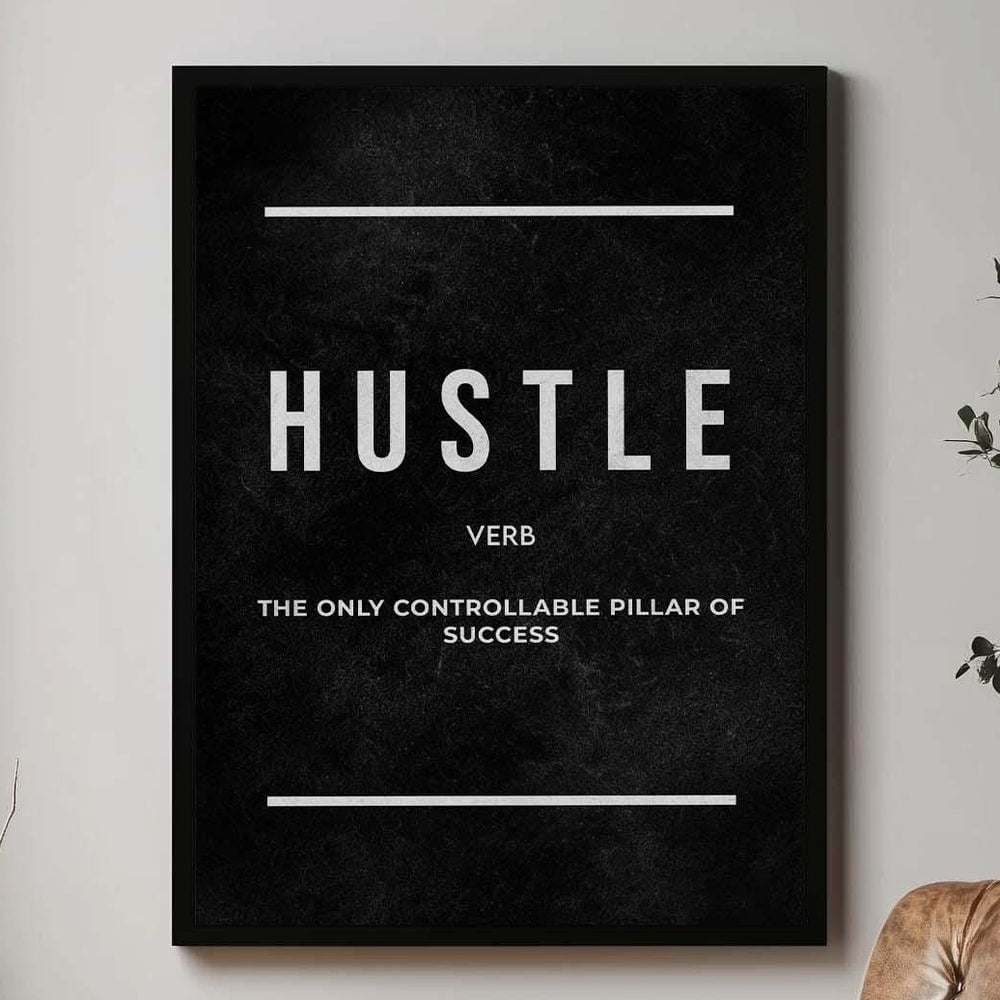 DOPAPRINT Hustle Definition Wall Art Motivational Typography Poster Modern Black And White Print ...
