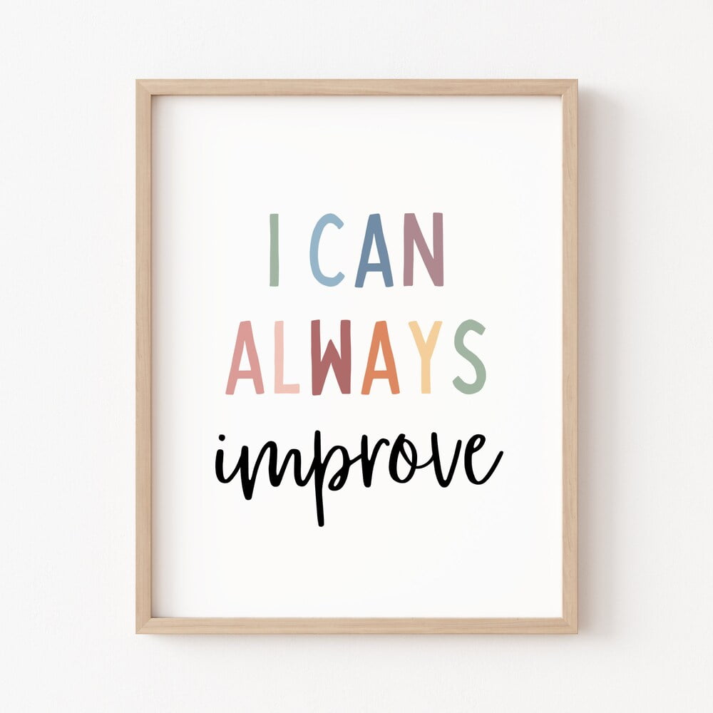 DOPAPRINT I Can Always Improve Positive Affirmation Wall Art Growth ...