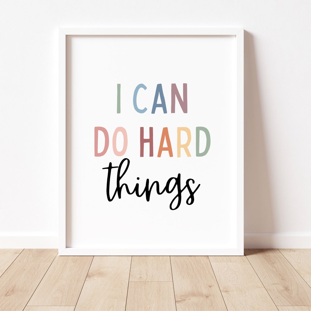 DOPAPRINT I Can Do Hard Things Poster, Boho Classroom Decor, Kids ...