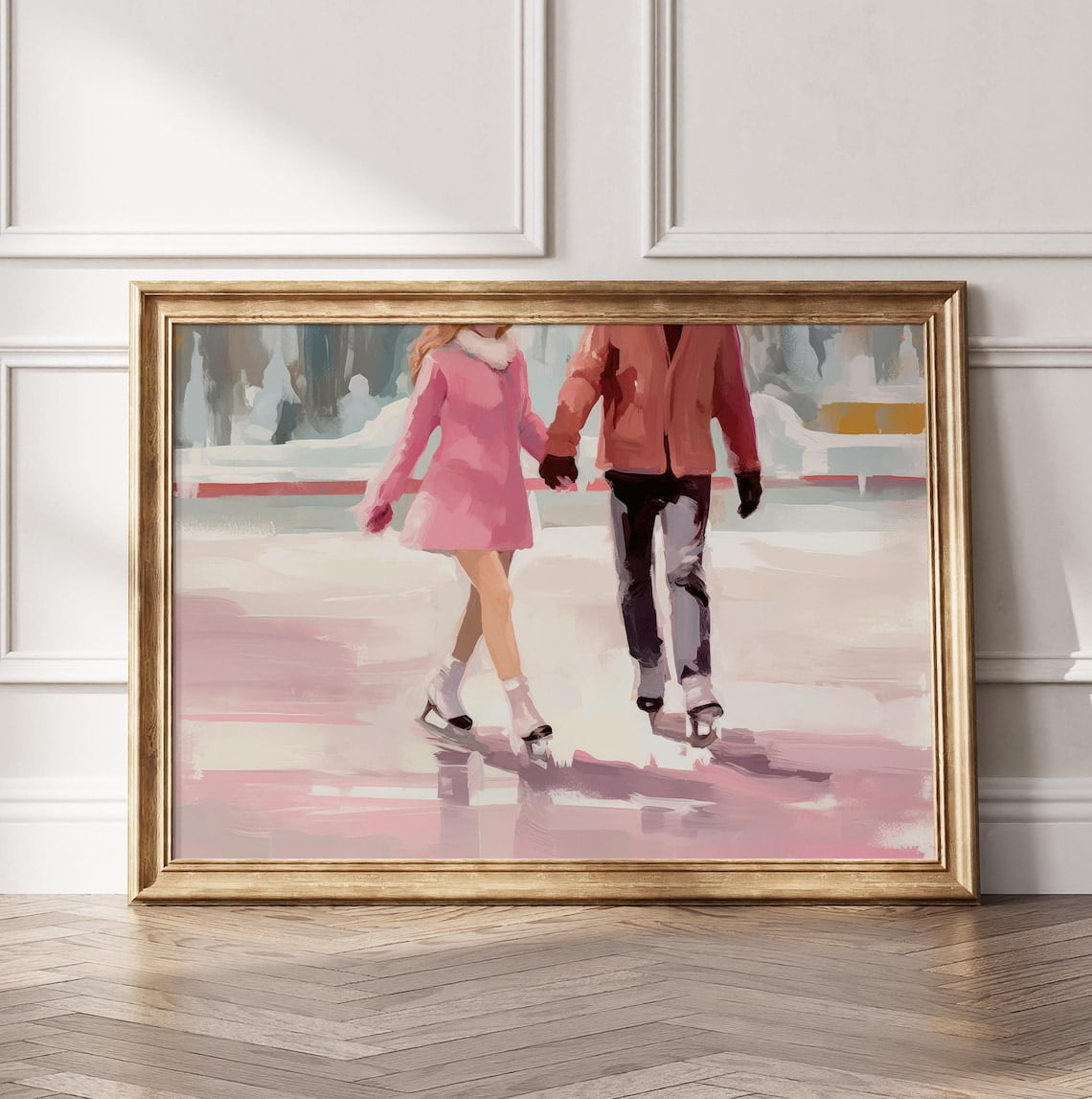 DOPAPRINT Ice Skating Couple Wall Art, Trendy Ice Skating Print, Preppy ...