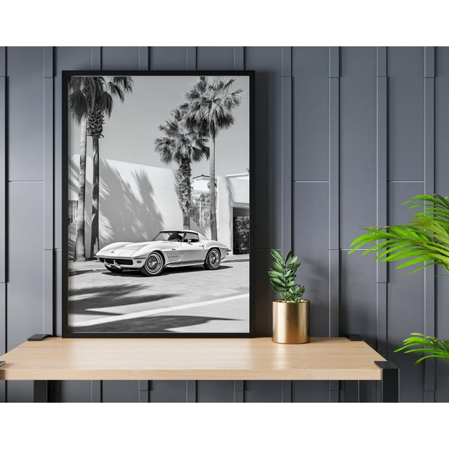 DOPAPRINT Iconic Chevy Corvette C3 Black & White Car Poster Print ...