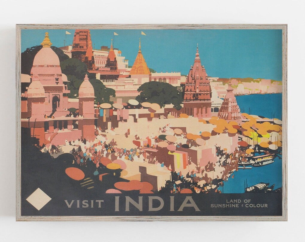 DOPAPRINT India Wall Art, Vintage Poster Art, Visit India Print, India ...