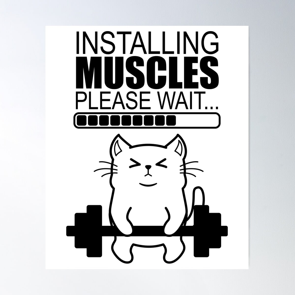 DOPAPRINT Installing Muscles Please Wait - Funny Cat Gym Workout Poster Wall Art, Modern Wall ...
