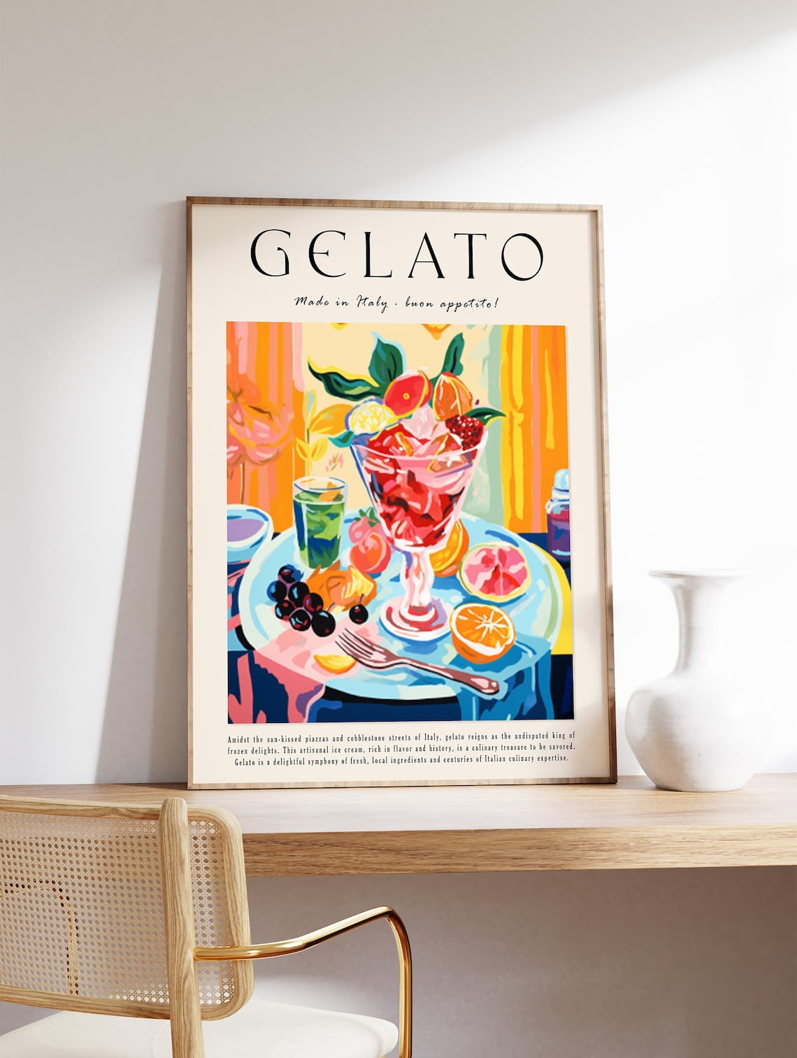 DOPAPRINT Italian Gelato Poster, Dessert Food Print, Kitchen Decor ...