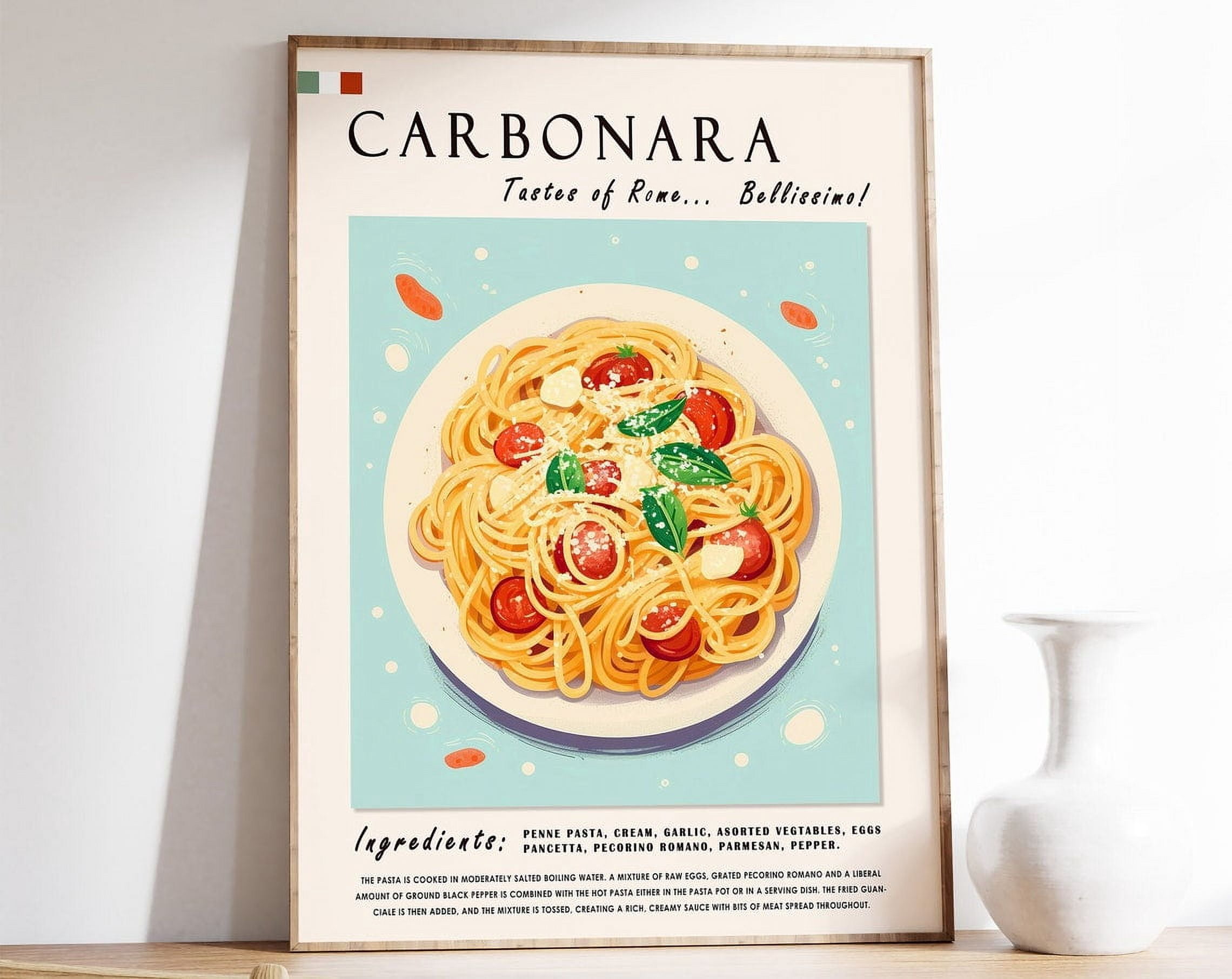 DOPAPRINT Italian Spaghetti Carbonara Food Poster, Italian Food Print ...