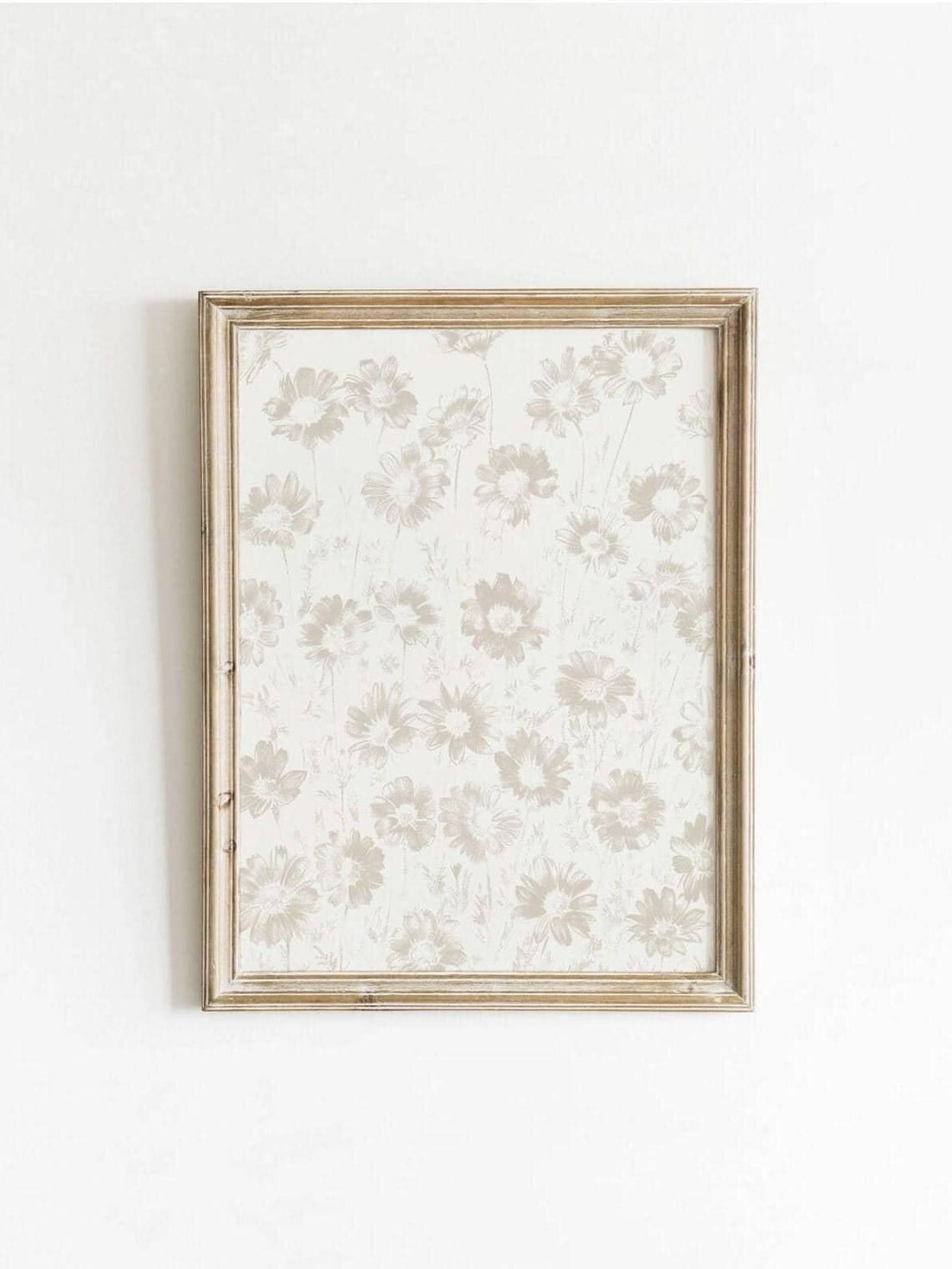 DOPAPRINT Ivory Daisies Poster, White Wall Art, Flower Pattern Poster ...