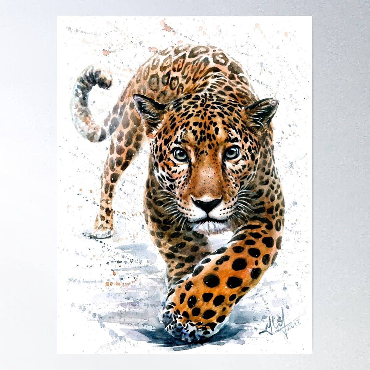 DOPAPRINT Jaguar Leo.pard Animals Predator Watercolor Style Wild Life ...