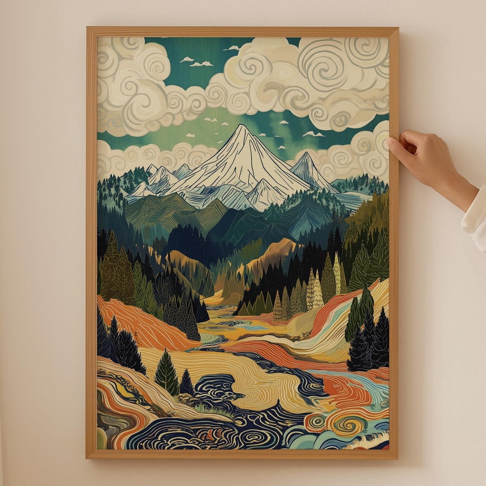 DOPAPRINT Japanese Art- Japandi Fuji Poster for above Couch, Japanese ...